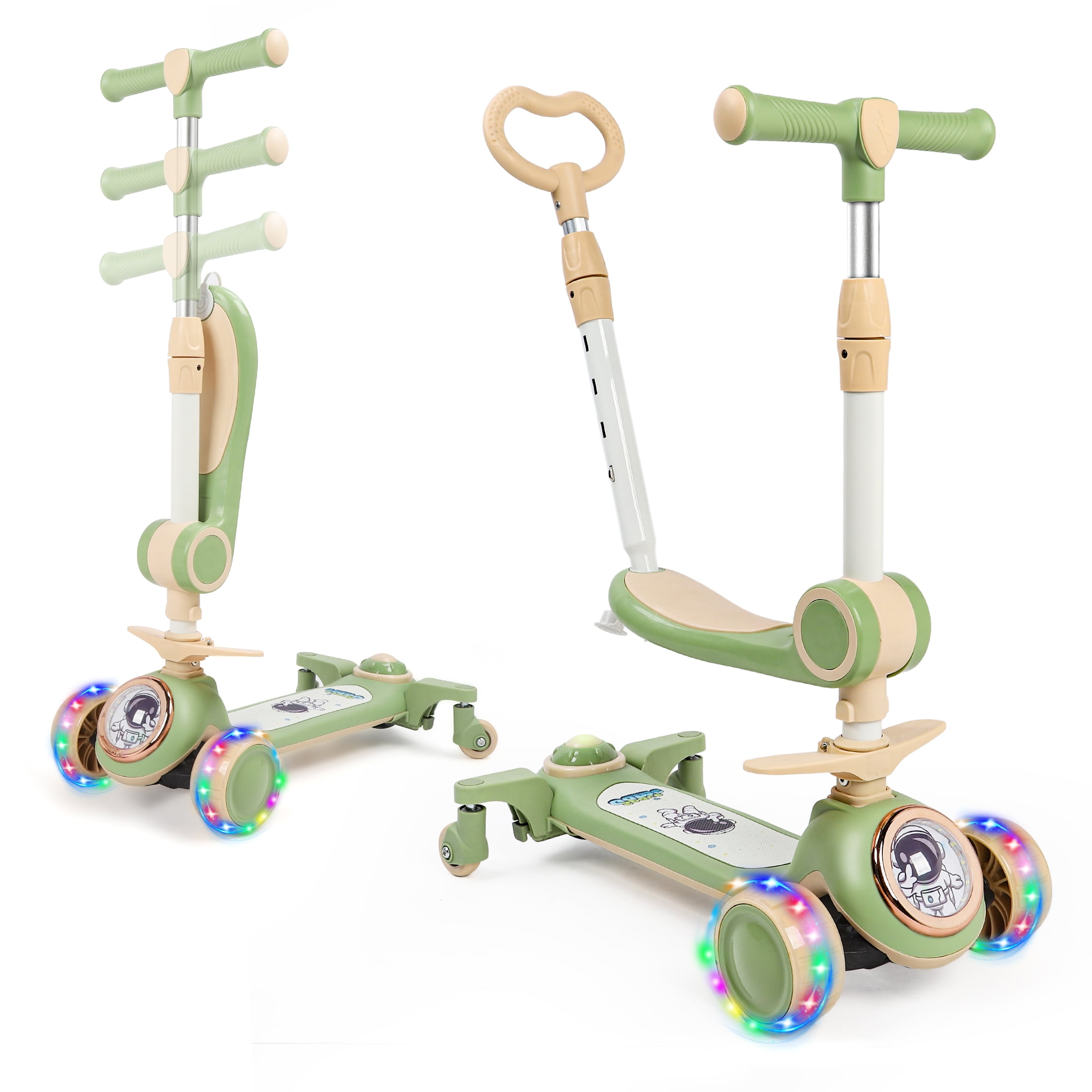 SPPTTY 3-in-1 Kids Scooter with 3 LED Light Wheels,Kick Scooter with ...