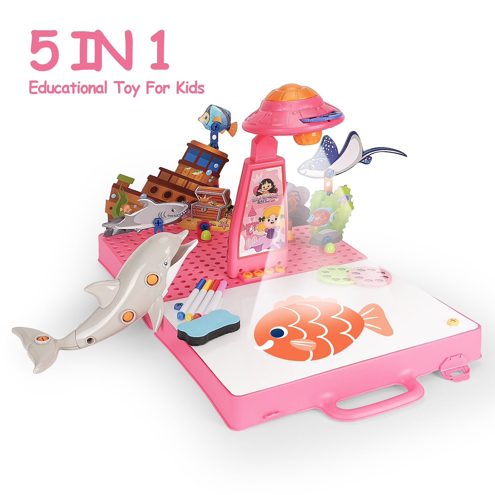 SPPTTY 5 in 1 Drawing Projector,3D Dolphin Puzzle,Storage Box Design ...