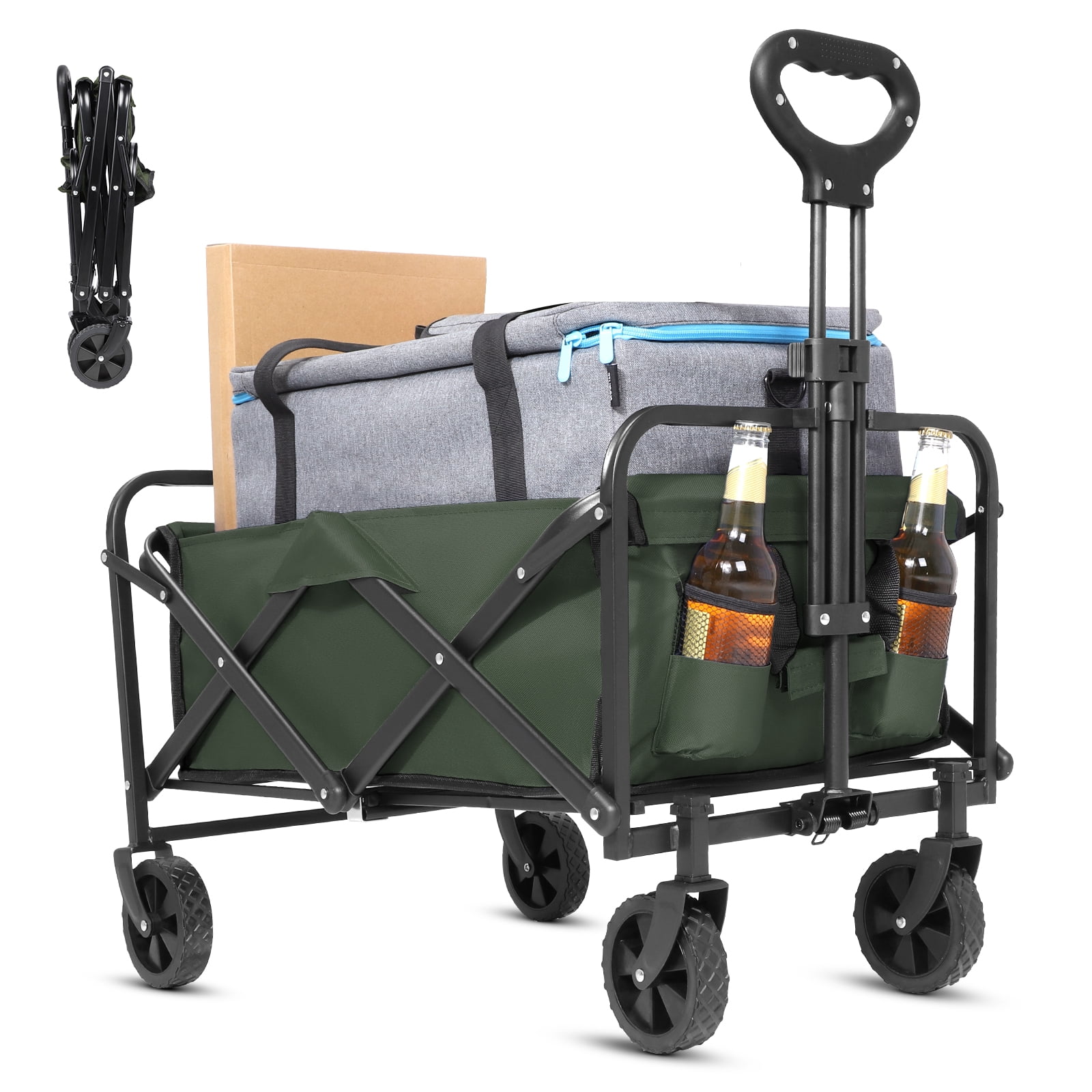 SPPTTY Collapsible Wagon,Foldable Garden Cart,Utility Grocery Shopping ...