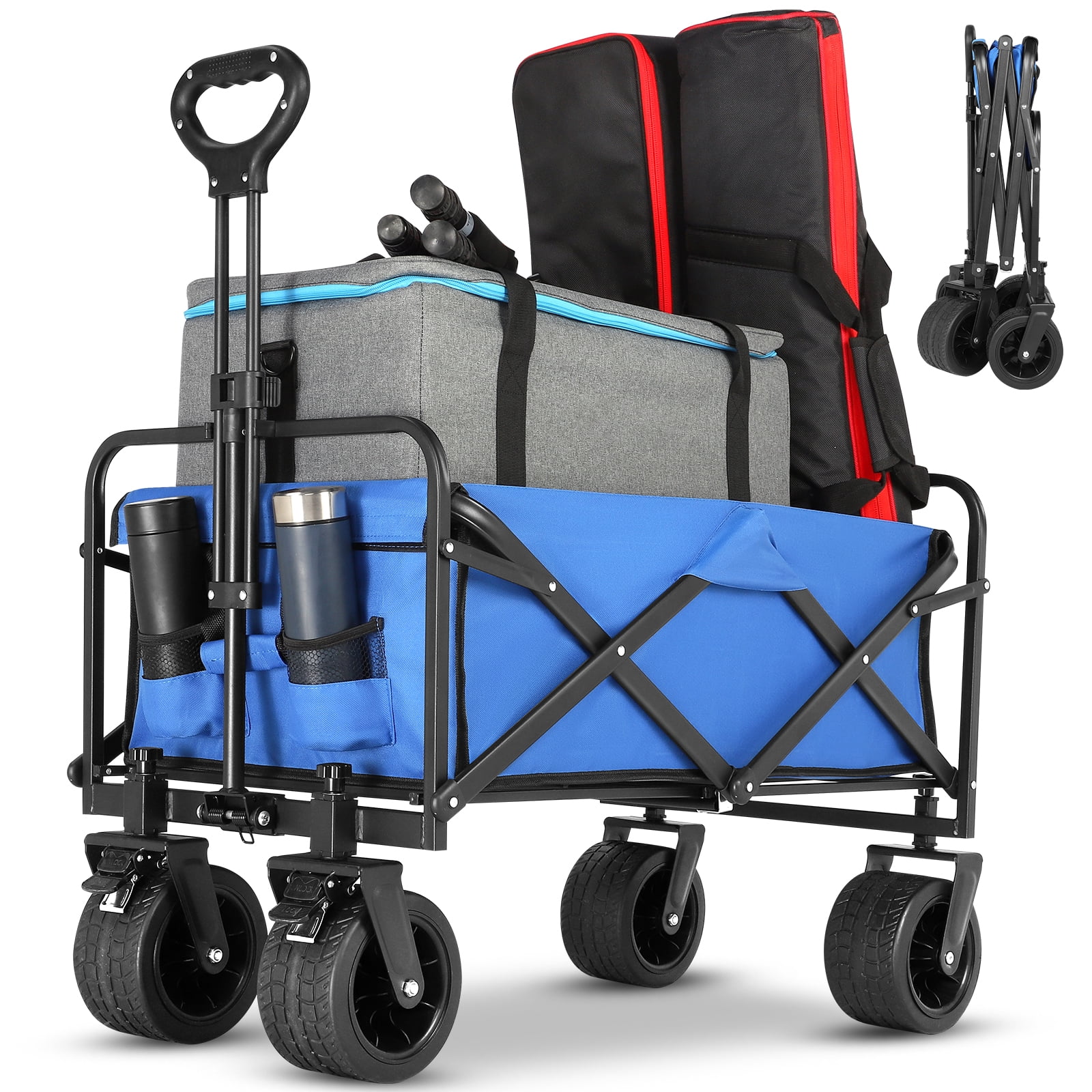 SPPTTY Collapsible Wagon,Foldable Garden Cart with Wider Wheels,Utility ...