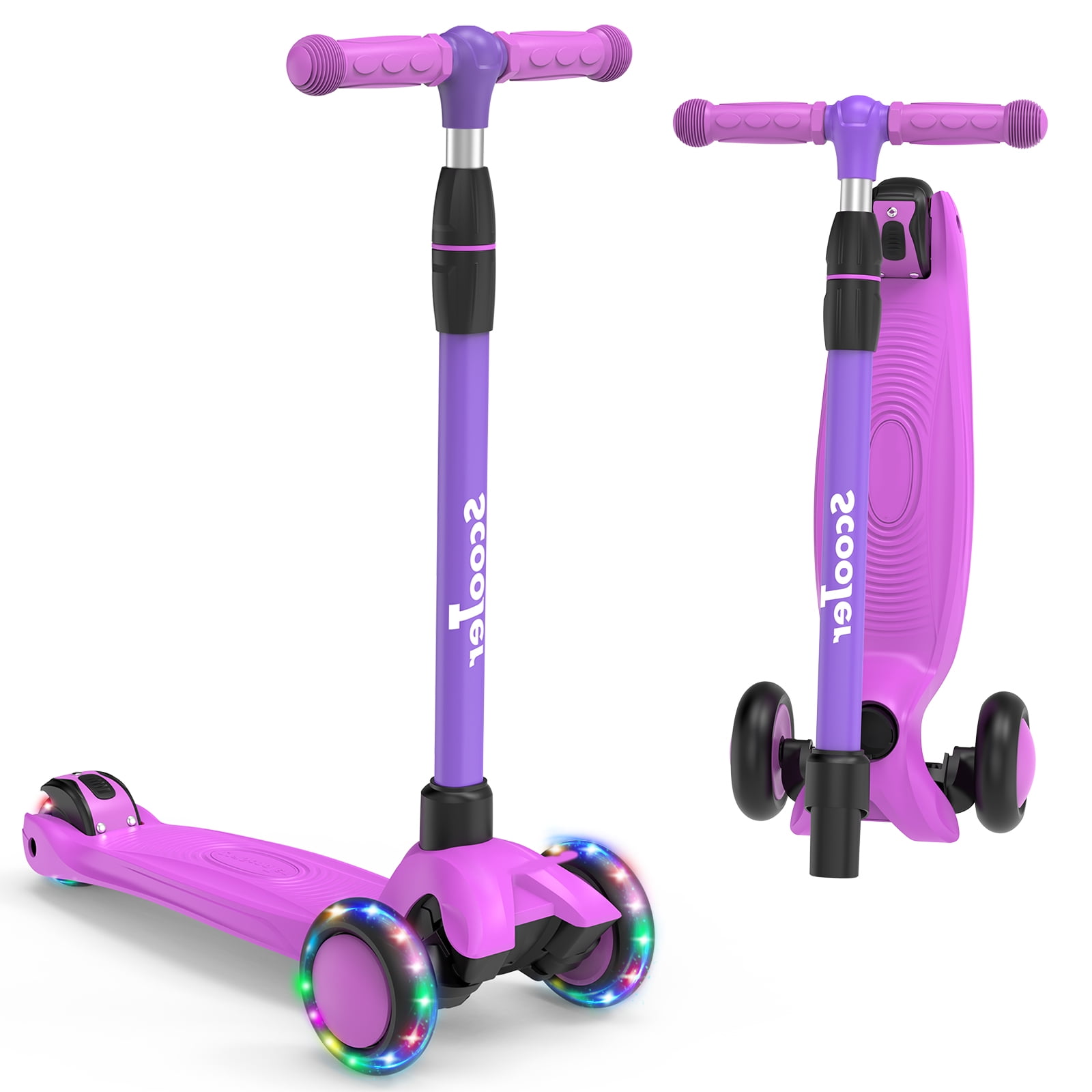 SPPTTY Toddler Kick Scooter with 3 LED Lighted Wheels and 3 Adjustable ...