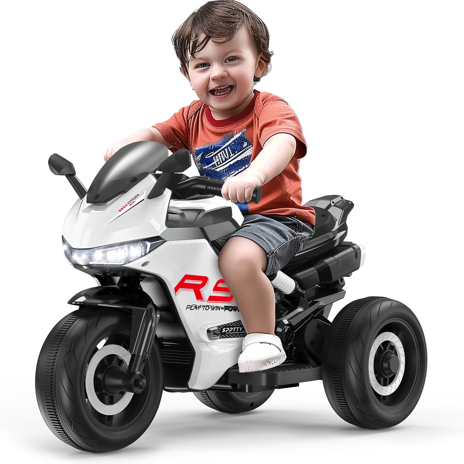 SPPTTY 12V Motorcycle for Kids, Electric Motorcycle with 3 Wheels&Music ...