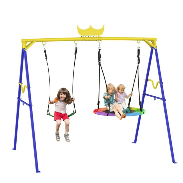 SPPTTY Swing Sets for Backyard 2 in 1 Multifunction Swing Set Outdoor ...