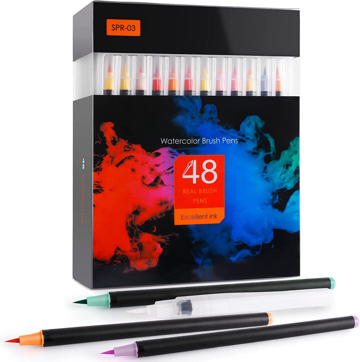 SPREEY 48 Colors Watercolor Real Brush Pens for Artists and Beginner ...