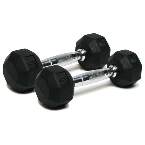 SPRI 5 Lb. Pair Deluxe Rubber Dumbbell 8-Sided - Walmart.com