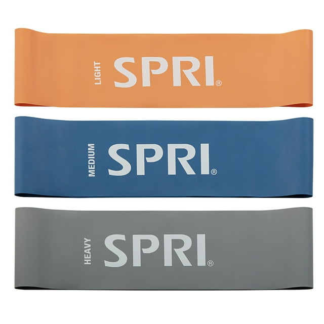 SPRI Flat Resistance Band Loop Kit, 3 Pack (Light, Medium, Heavy ...