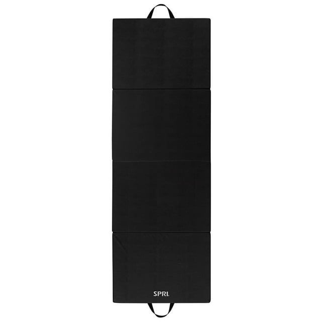 SPRI Foldable Fitness Mat with Carrying Strap, Black, Made from High ...