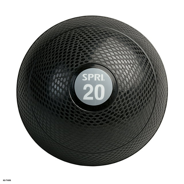 SPRI 20lb Slam Ball Weighted Exercise Fitness Ball Black for Core Power ...