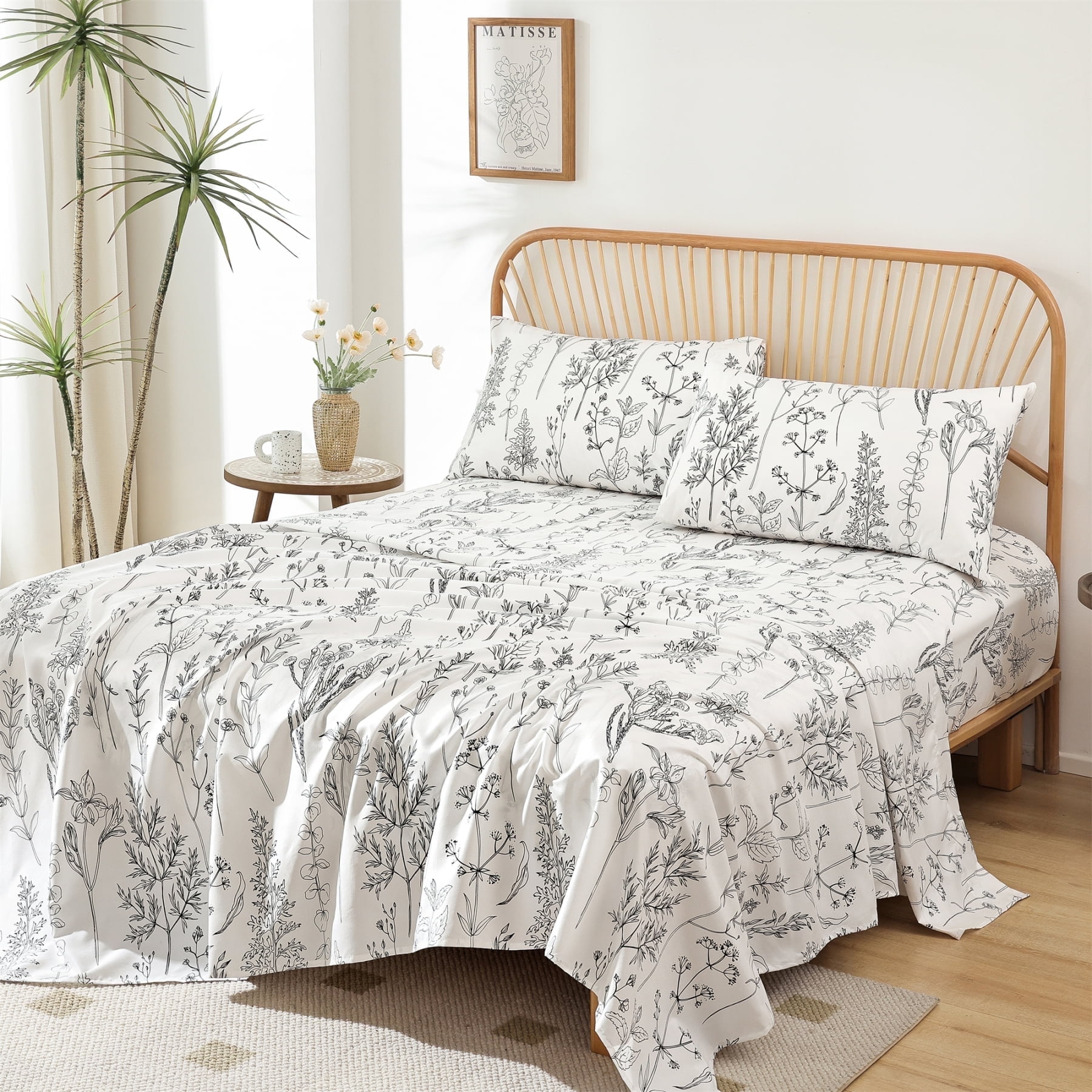 SPRINDAY 4-Piece Queen Sheet Sets for Adults, 1800 Series Microfiber ...