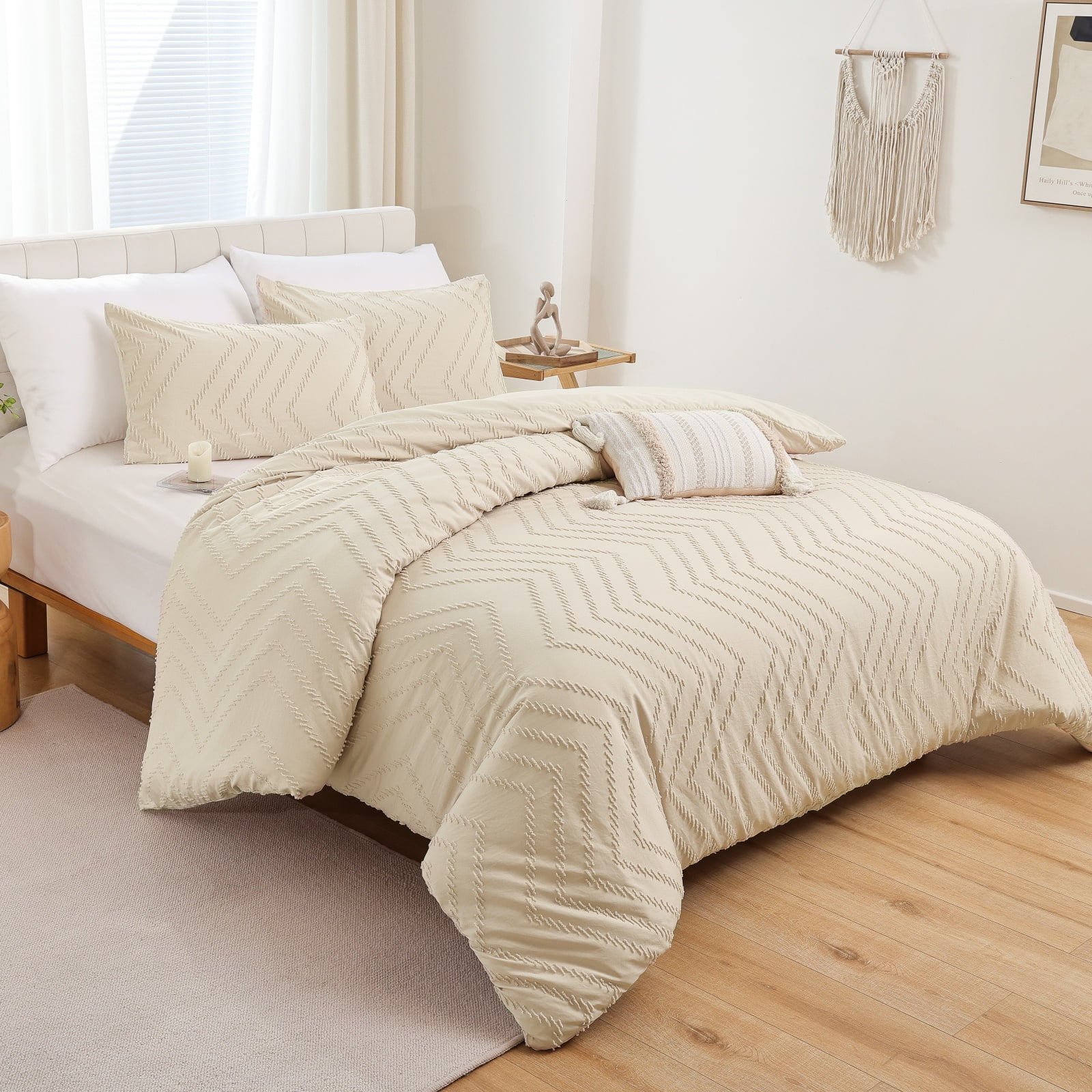 SPRINDAY Beige Comforter Sets Full Size 3Pcs, Boho Bedding Comforter ...