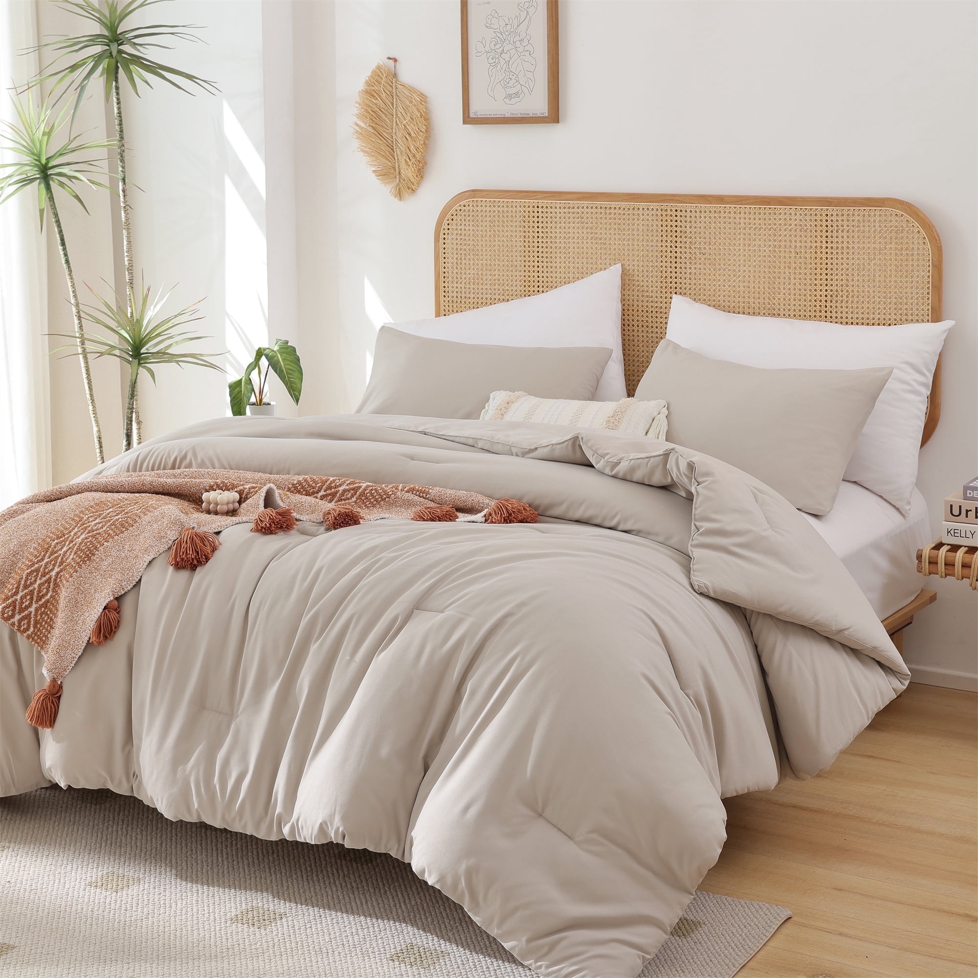 SPRINDAY Full Size Comforter Sets For Adult, 3 Piece Oatmeal Comforter ...