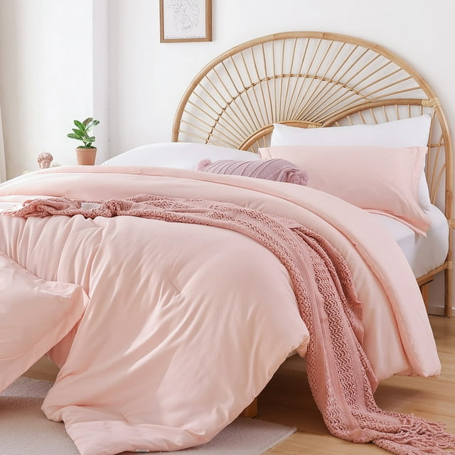 SPRINDAY Queen Comforter Set For Adult, 3 Piece Blush Red Comforter ...