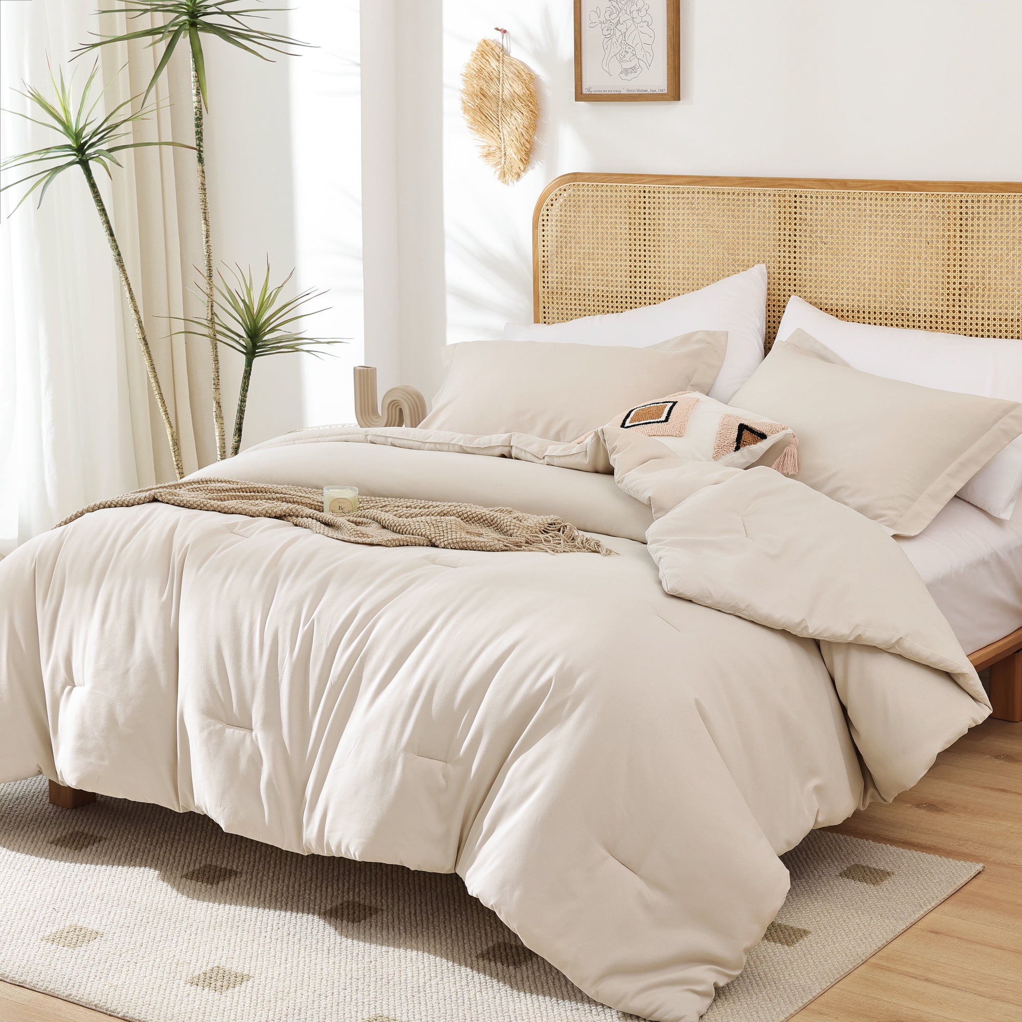 SPRINDAY Queen Comforter Set For Adult, 3 Piece White Comforter Sets ...