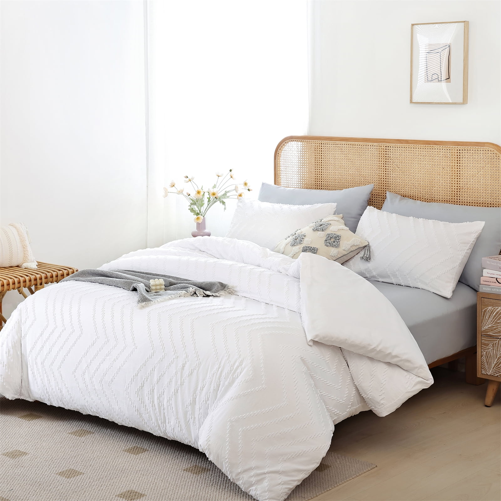 SPRINDAY White Comforter Sets Full Size 3Pcs, Boho Bedding Comforter ...