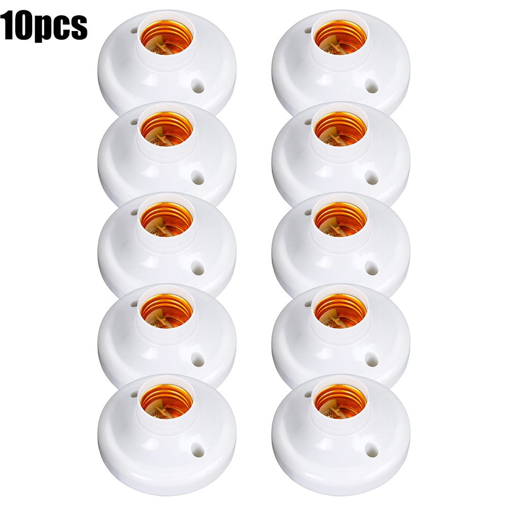 SPRING 10 Pack E27 Light Bulb Socket Adapters Round Screw Cap Pendant ...