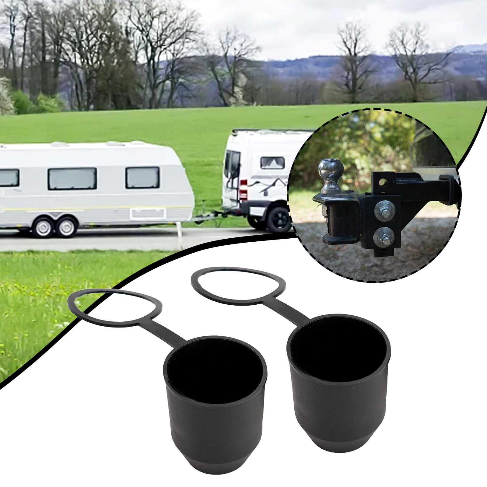 SPRING 2-Pack Trailer Hitch Ball Cover 50mm Tow Bar Protector Cap for ...