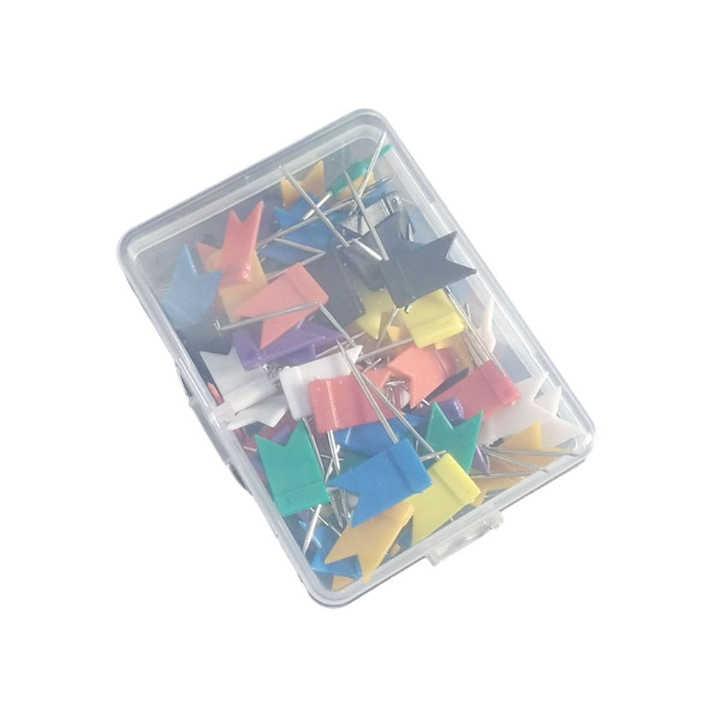 SPRING 50pcs Colorful Flags Push Pins Metal Bulletin Board Message ...