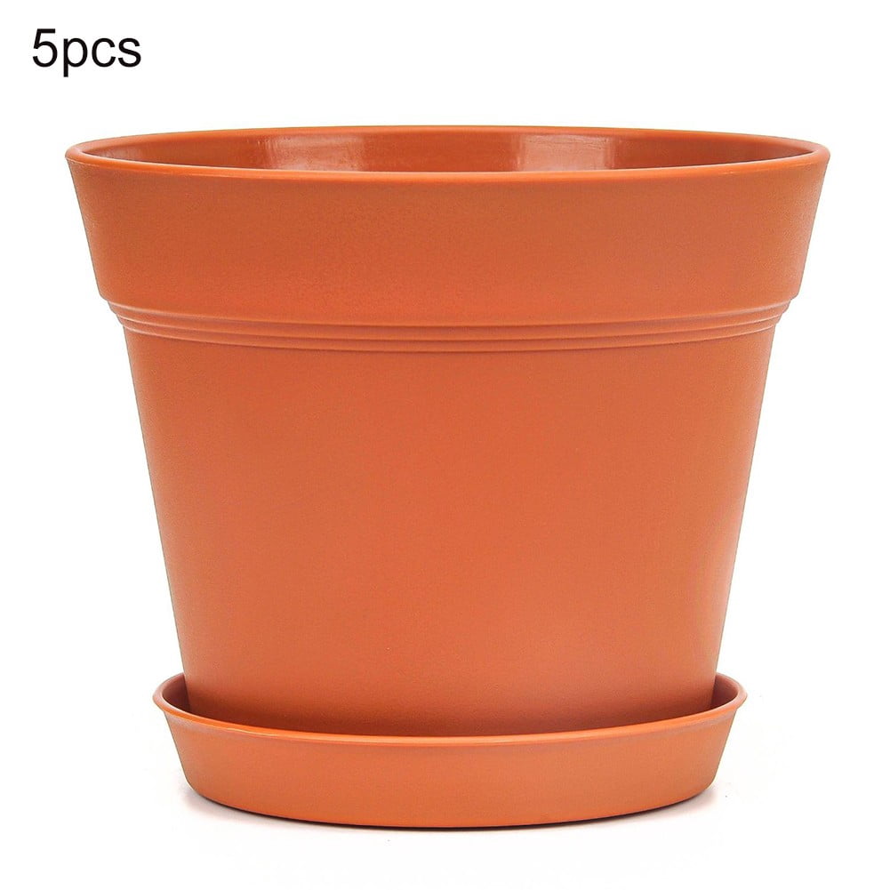 SPRING 5PCS Small Plastic Plant with Drainage Hole and Saucer ...