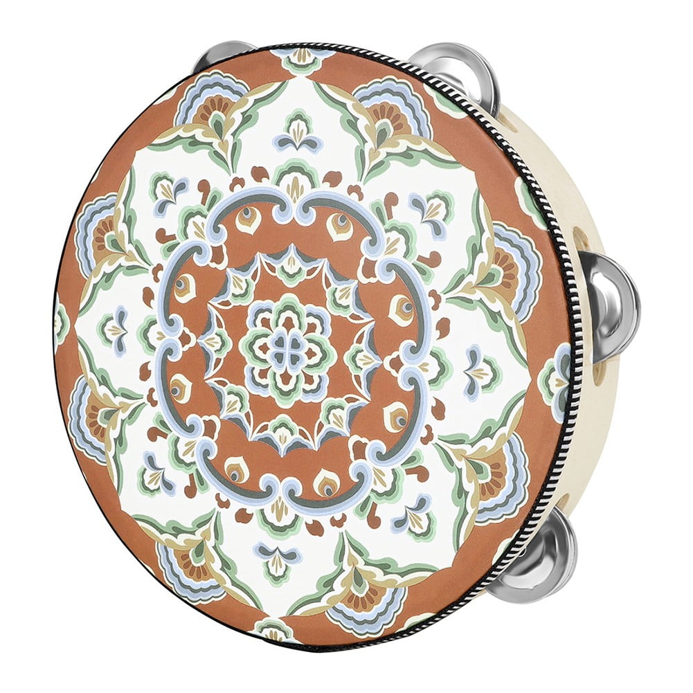 SPRING 8 Inch Tambourine Handbell Hand Drum With Metal Jingles Ethnic ...