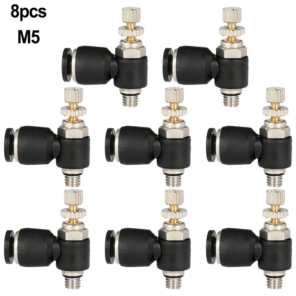 SPRING 8Pcs Air Flow Speed Control Valve Connector Tube Hose Pneumatic ...