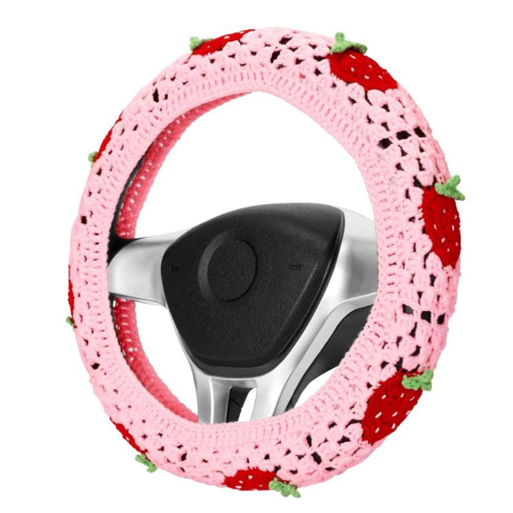 SPRING Auto Cute Crochet Steering Wheel Cover Car Non-slip Steering ...