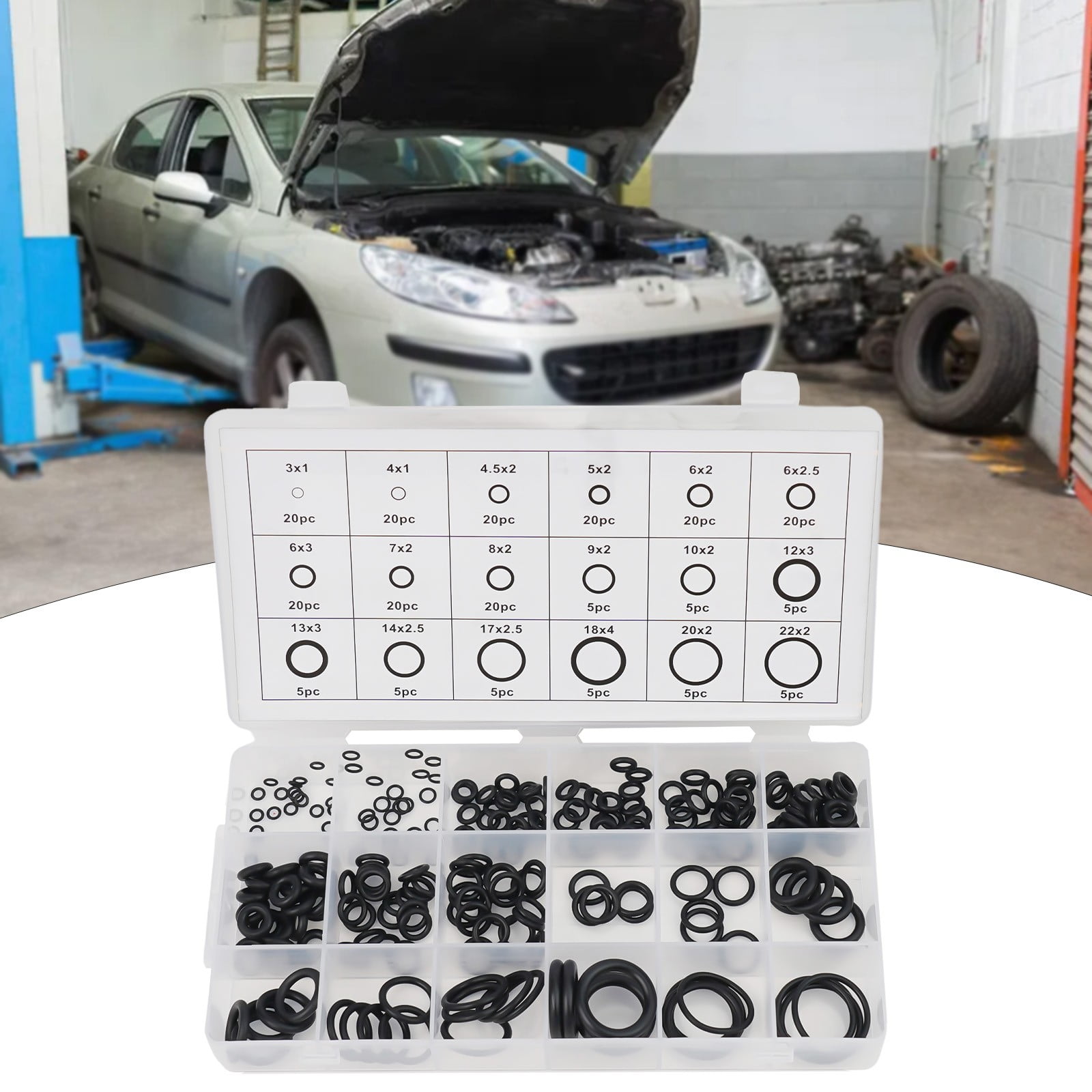 SPRING Car Air Gas O Ring Assortment Set 225 Piece Assorted Size Black ...