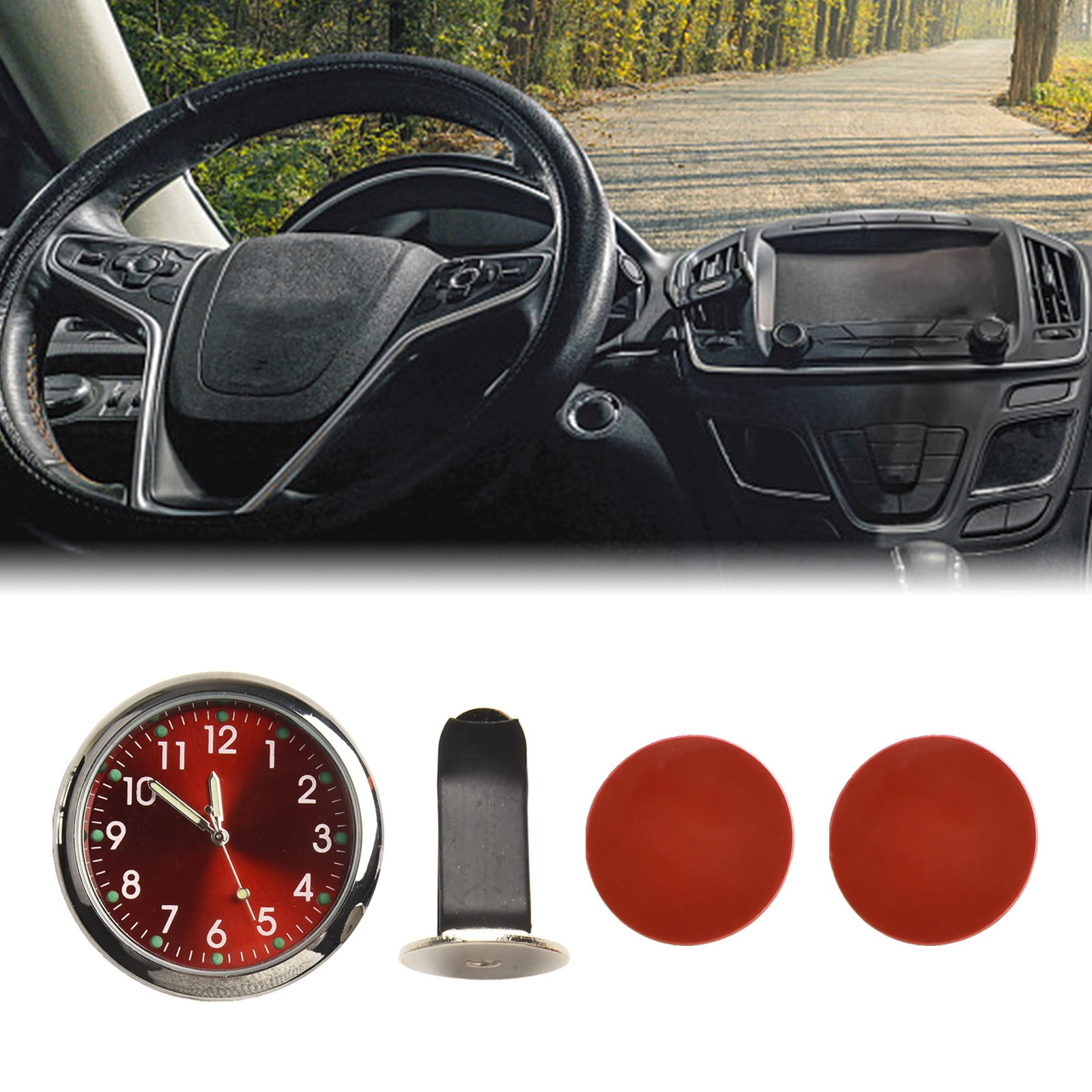 SPRING Car Clock Luminous Automobiles Internal Stick-On Mini Digital ...