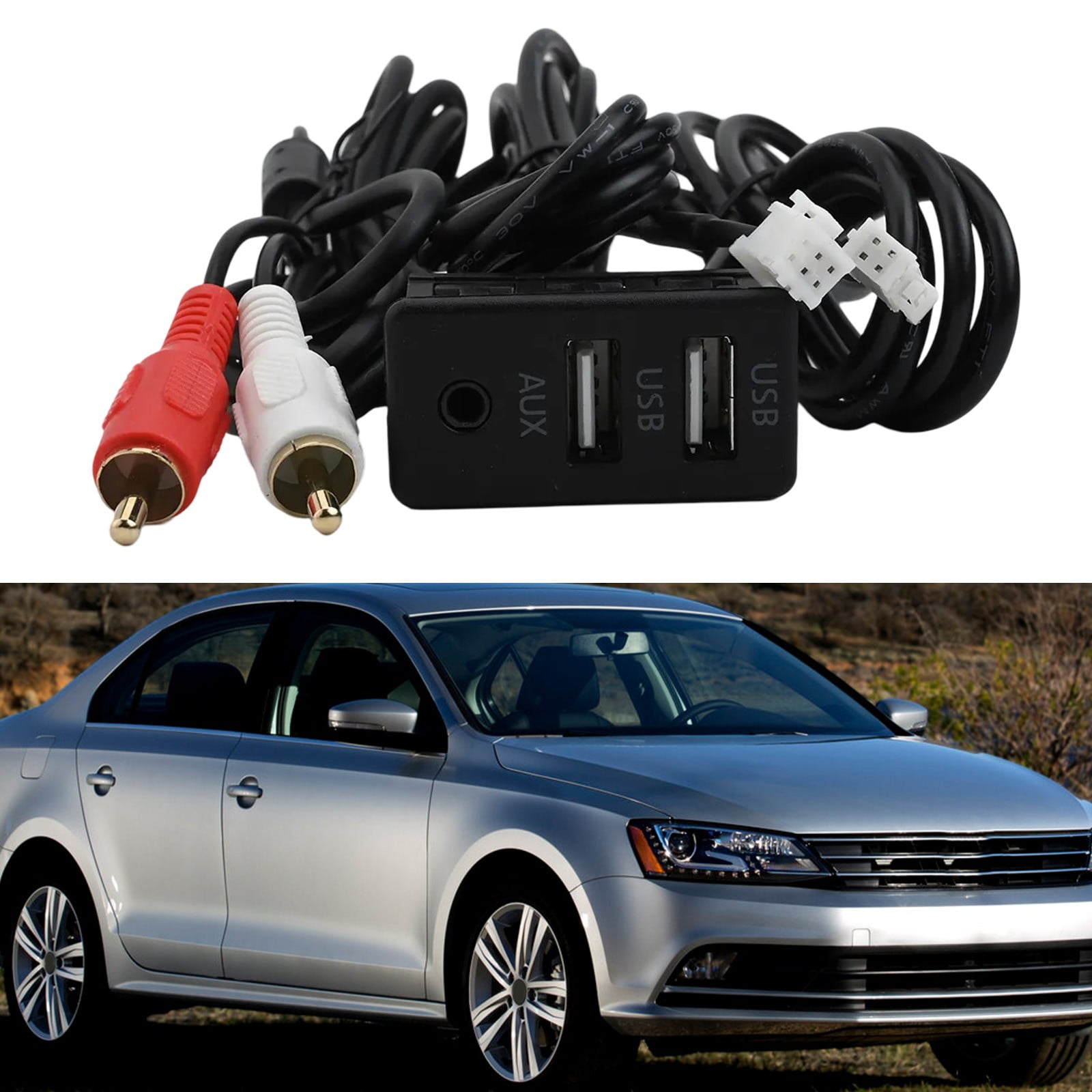 SPRING Car Dual USB+AUX Socket Base Car Dash Mount Dual USB+AUX Port ...