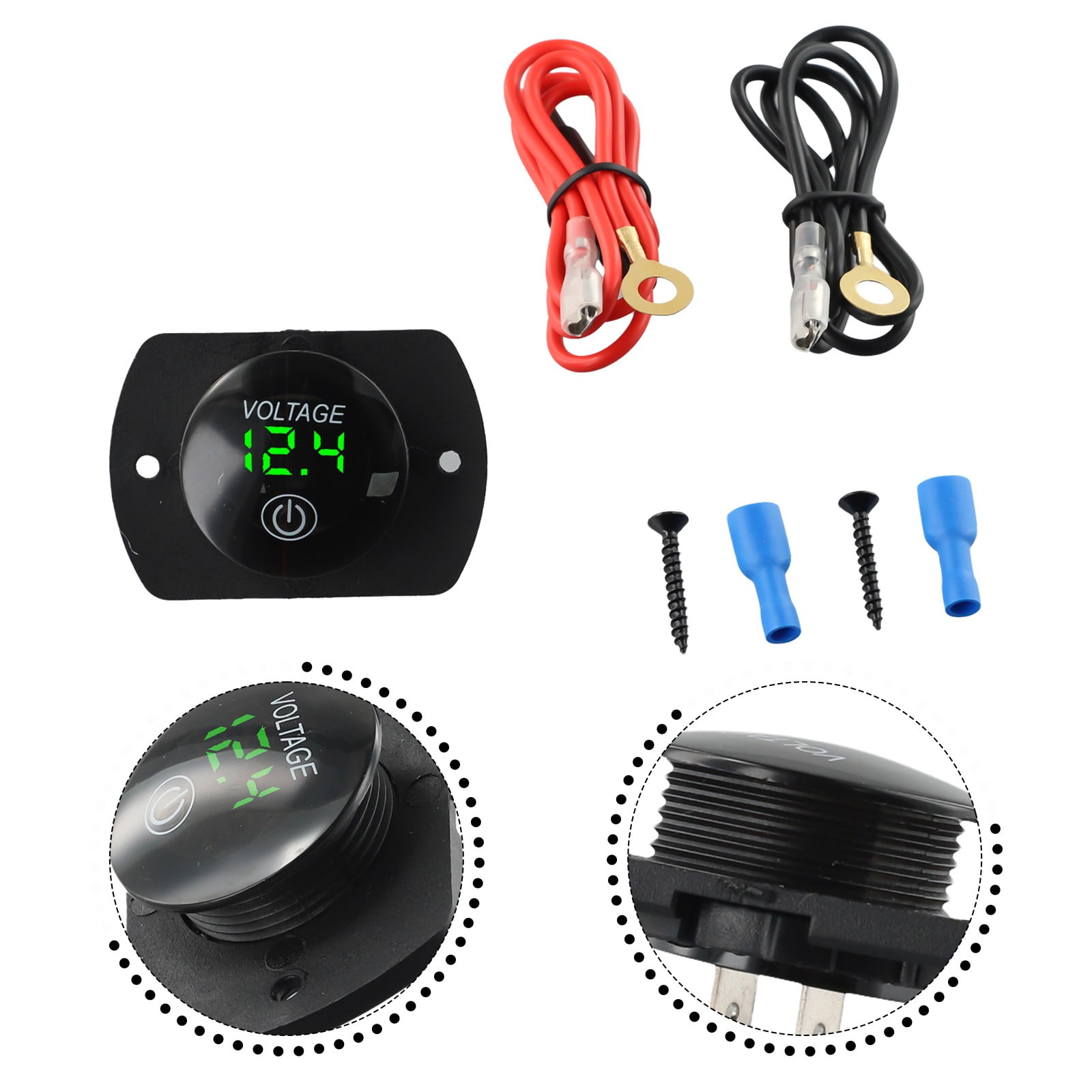 SPRING Car Motorcycle Voltmeters 12V-24V LED Panel Digital Voltage ...