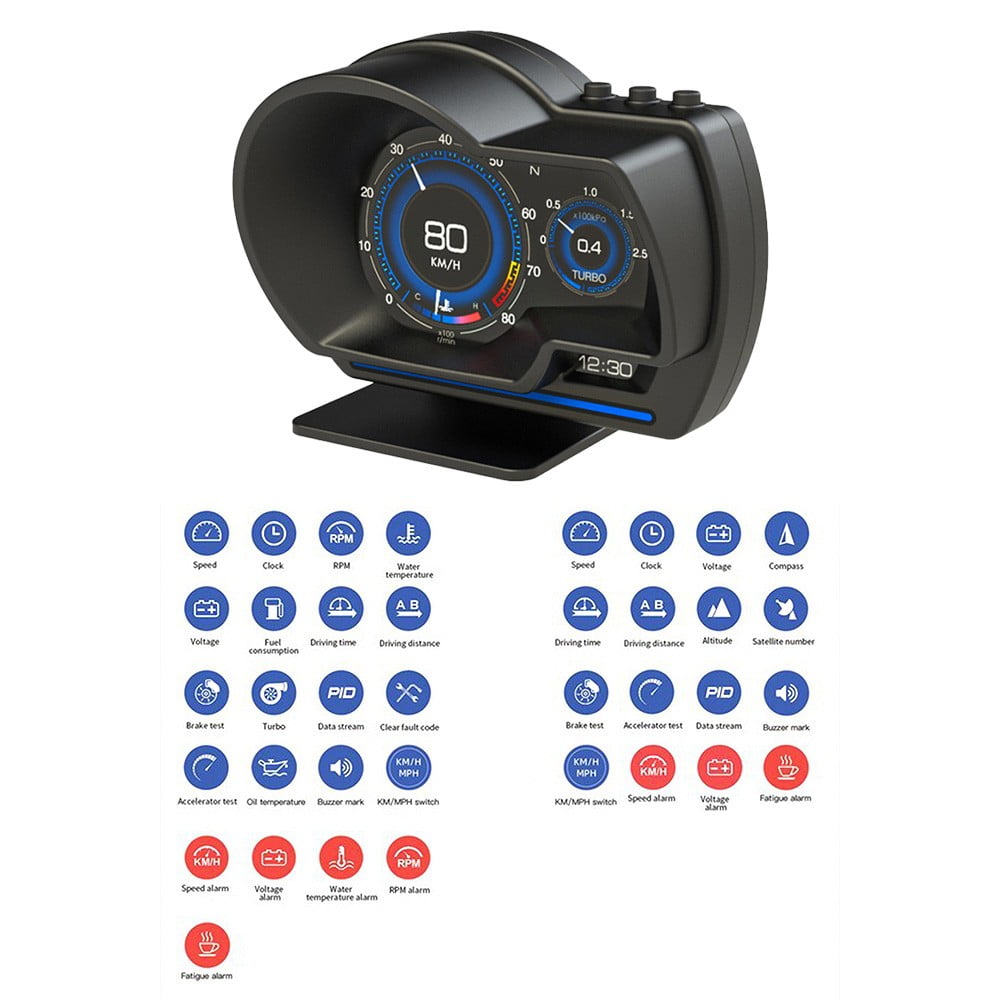 SPRING Car OBD2 GPS Multi-function Gauge Head-Up Display HUD ...