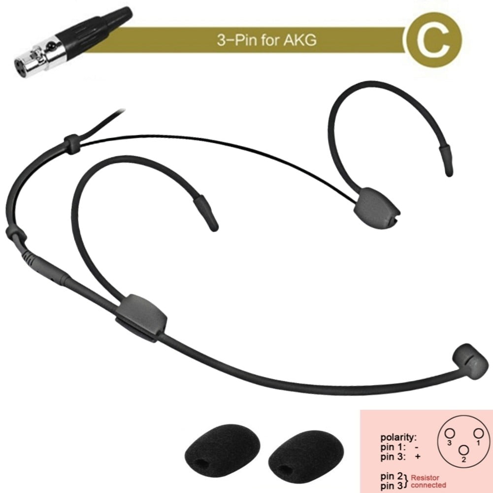 SPRING Cardioid Black Double Earhook Headset Headworn Microphone For ...