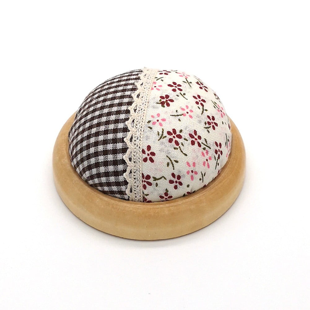 SPRING Compact Pin Cushion with Pin Storage Handmade Wood Base Fabric ...