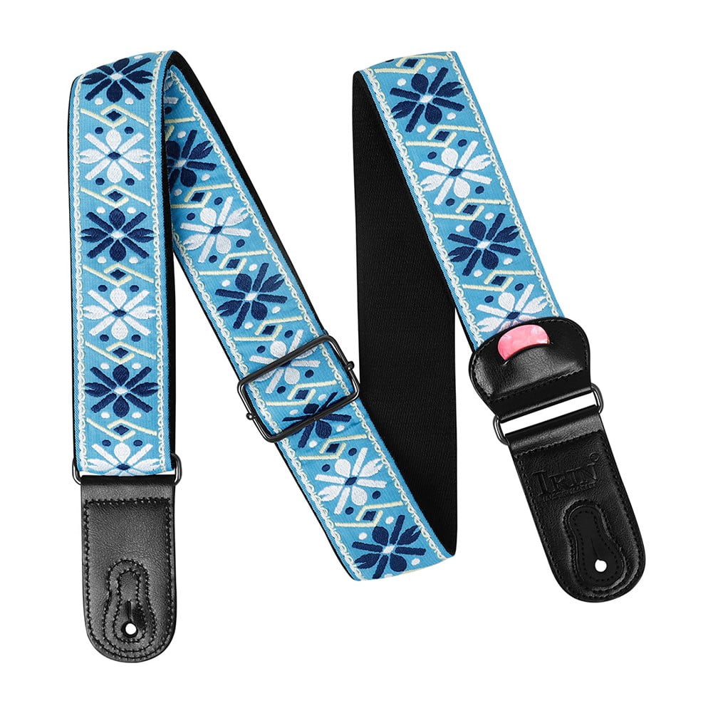 SPRING Guitar Strap Embroidered Strap Adjustable Jacquard Band Leather ...