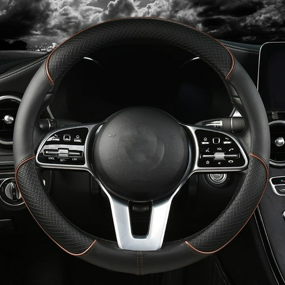 SPRING Leather Steering Wheel Cover With Unique Diamond Check Pattern ...
