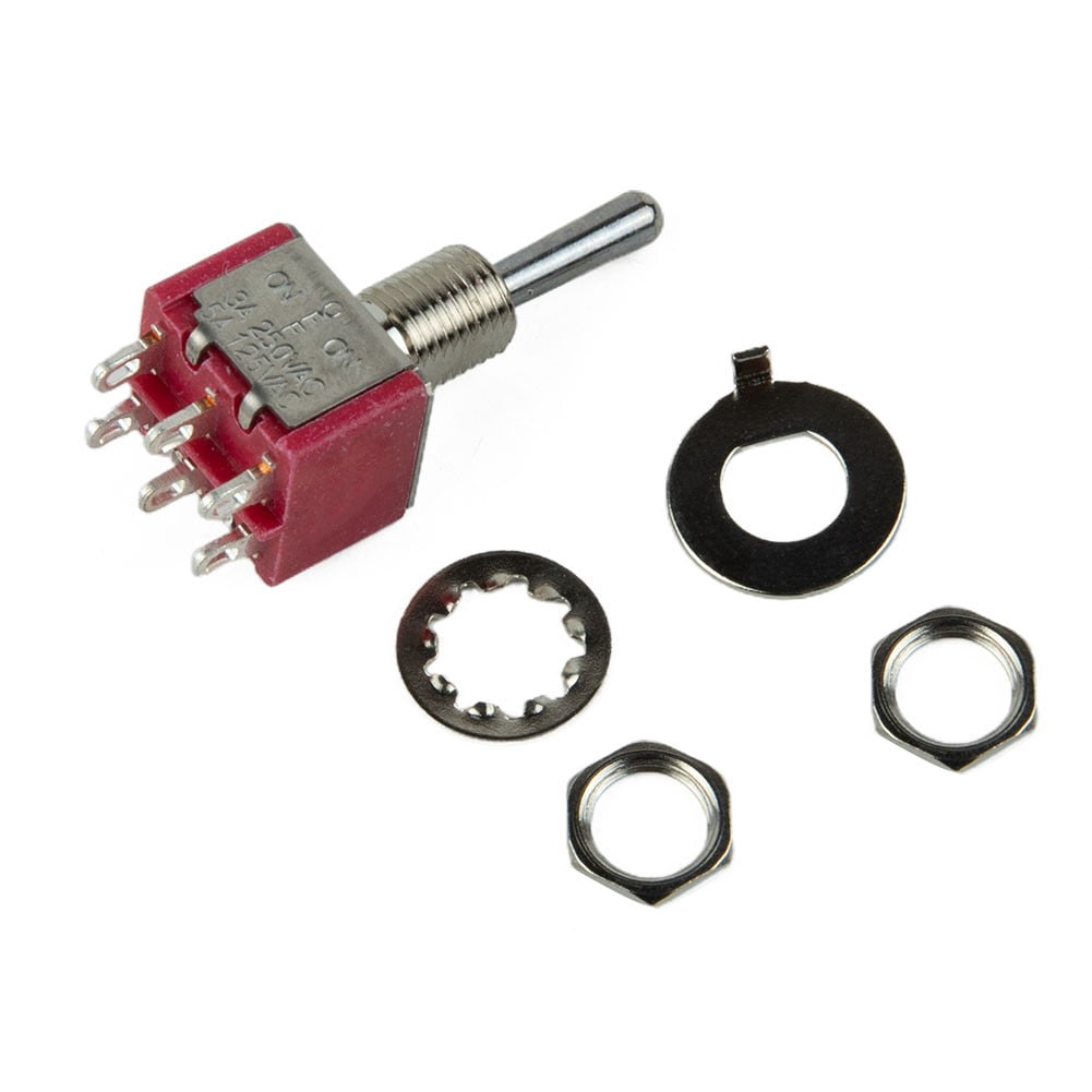 SPRING ON-OFF-ON 3 Way 6 Pin Electric Guitar Bass Rocker Toggle Switch ...