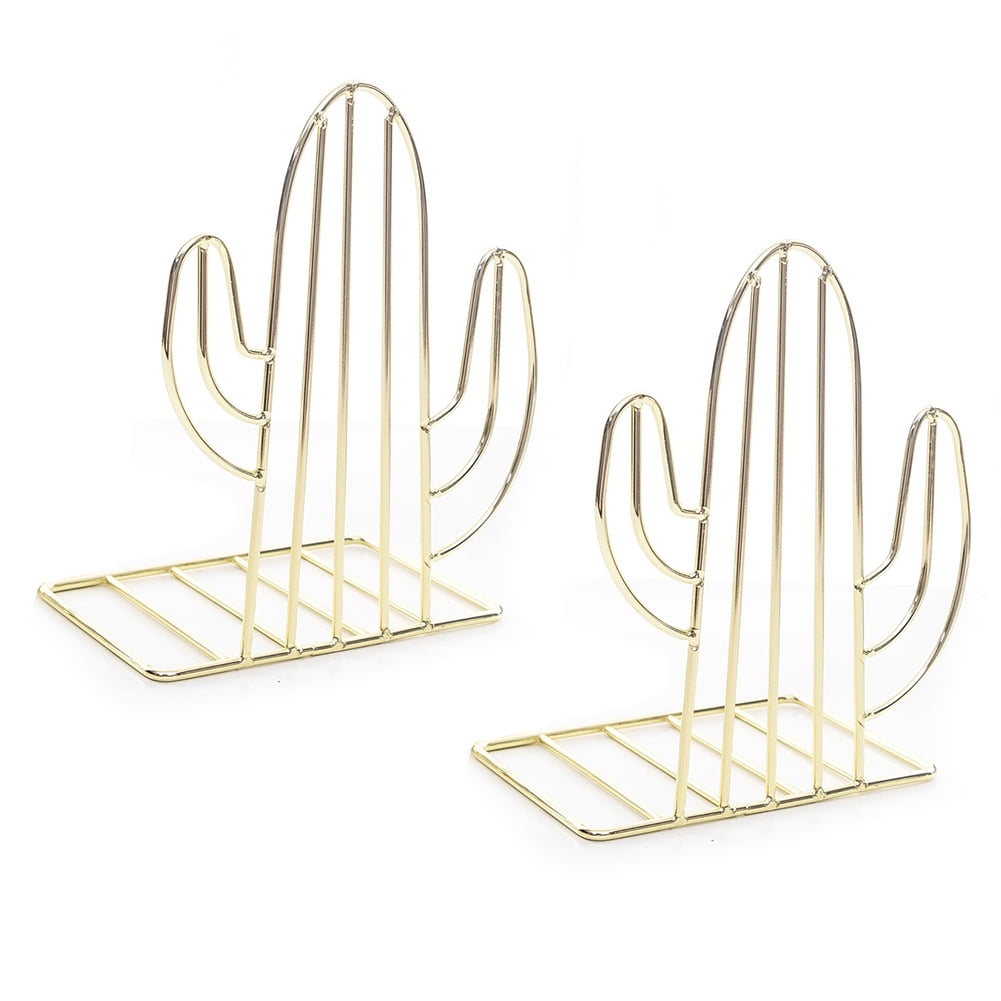 SPRING PARK 1 Pair Metal Book Ends Rose Gold Bookends for Shelves,Cute ...