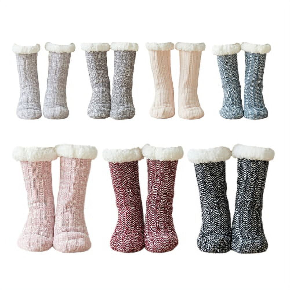 SPRING PARK 1 Pair Vertical Stripe Extra Thick Soft Cozy Fuzzy Thermal ...