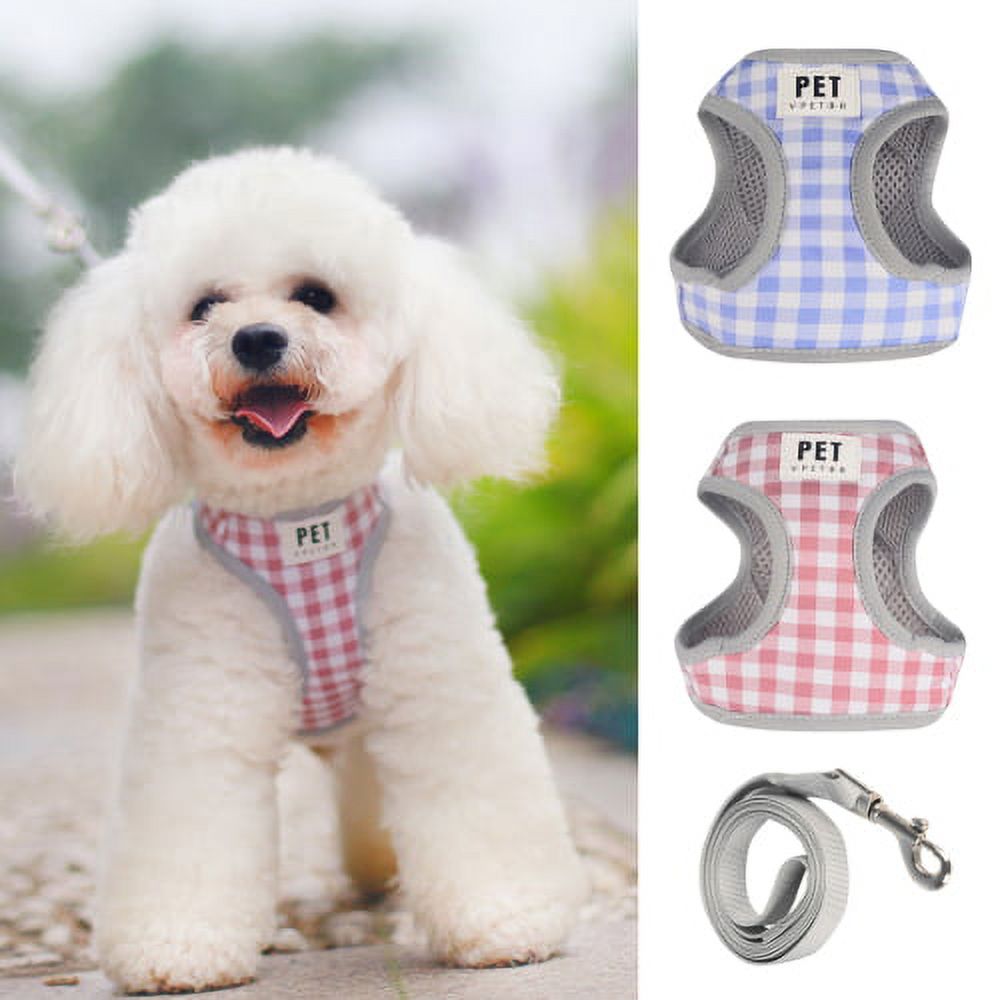 SPRING PARK 1 Set Cat and Puppy Harness and Traction Rope Set, Plaid ...
