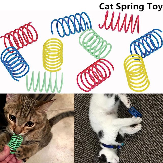 SPRING PARK 10 Pack Cat Spring Toy Plastic Colorful Coil Spiral Springs ...