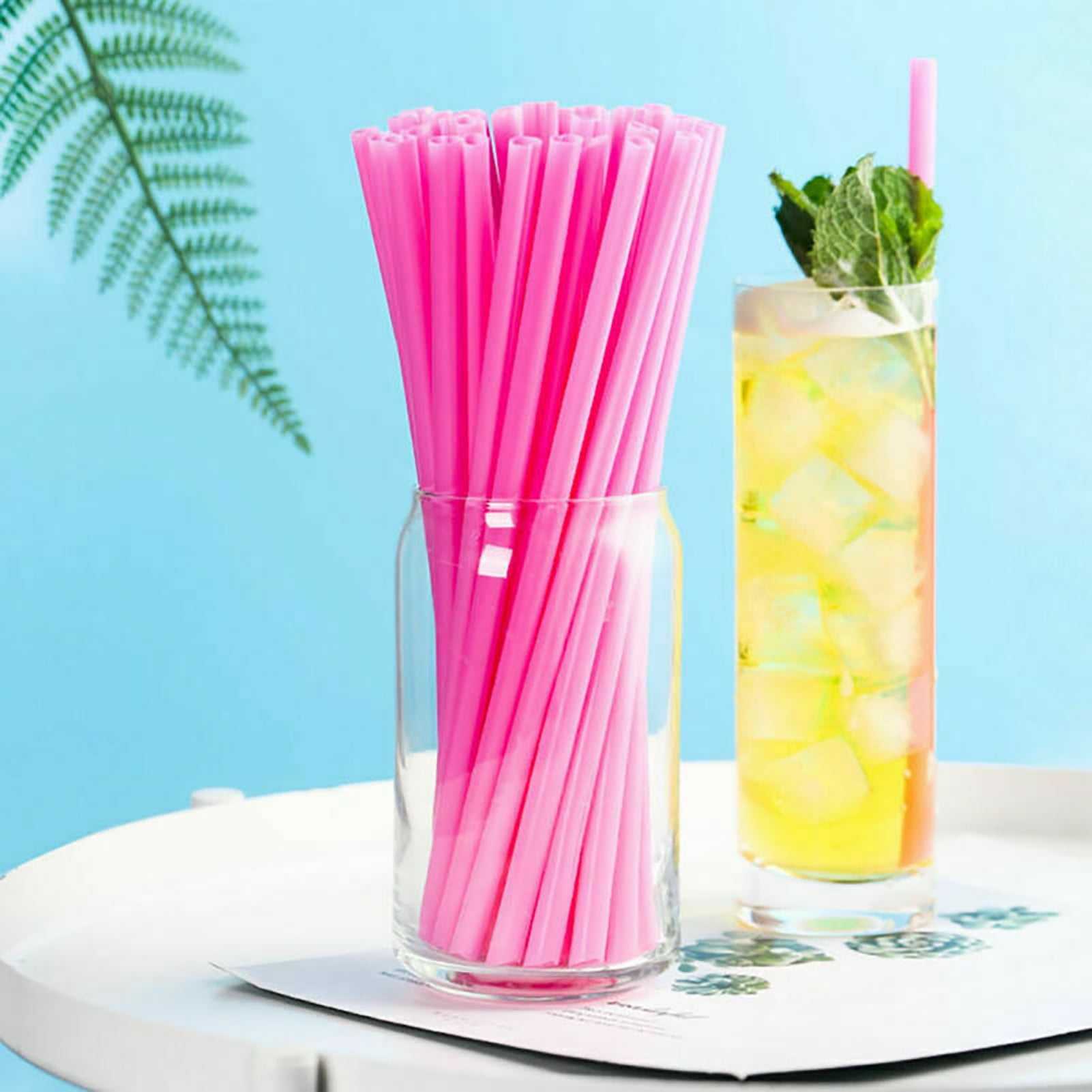 SPRING PARK 100Pcs/Set Heart Shaped Straws Disposable Drinking Cute ...