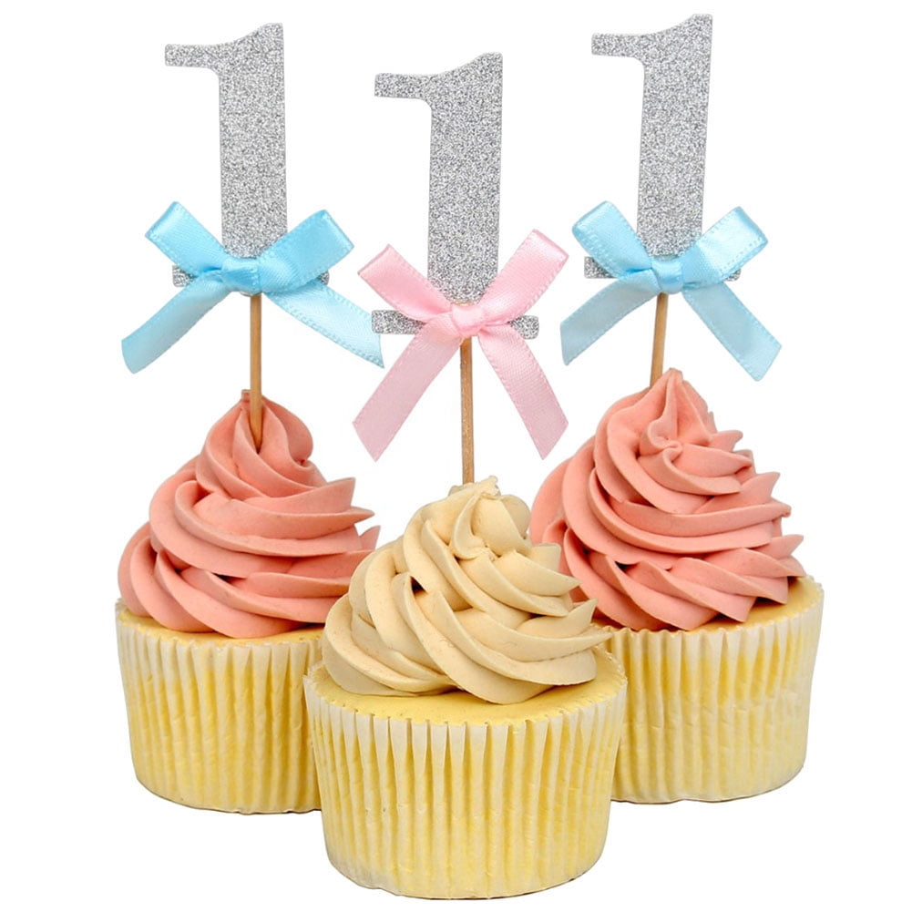 SPRING PARK 10Pcs Cupcake Toppers Number 1 Glitter Cupcake Toppers for ...