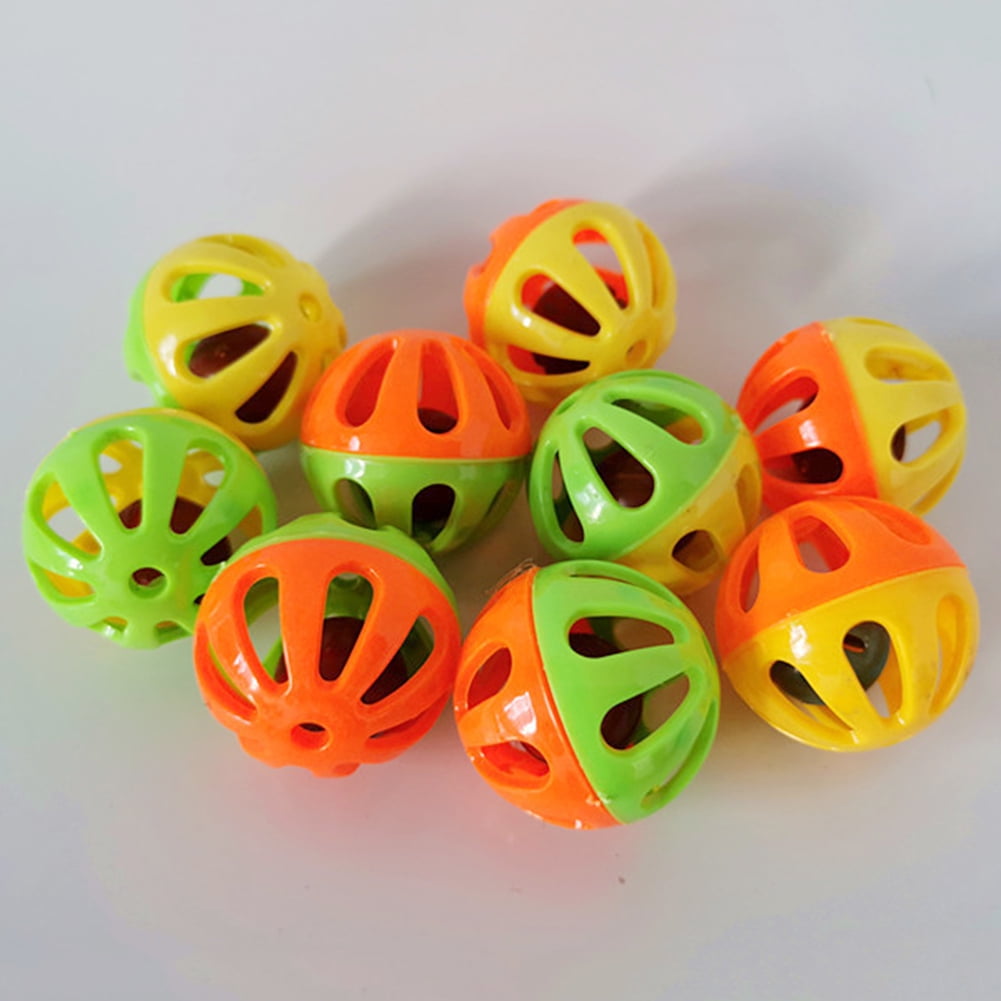 SPRING PARK 10Pcs Pet Cat Kitten Play Hollow Plastic Ball with Jingle ...