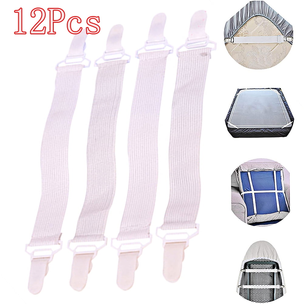 SPRING PARK 12Pcs Adjustable Bed Sheet Straps, Elastic Fasteners ...
