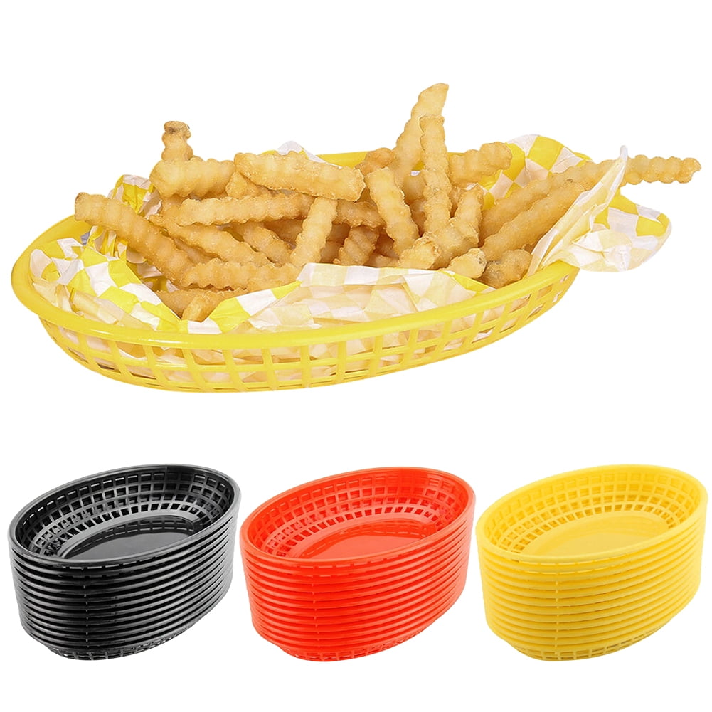SPRING PARK 12Pcs Plastic Baskets for Food, Eusoar Reusable Oval Fast ...
