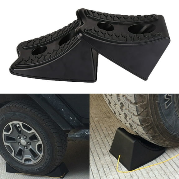 TABLZONE Heavy Duty Portable Car Wheel Chocks Rubber Blocks for Secure ...