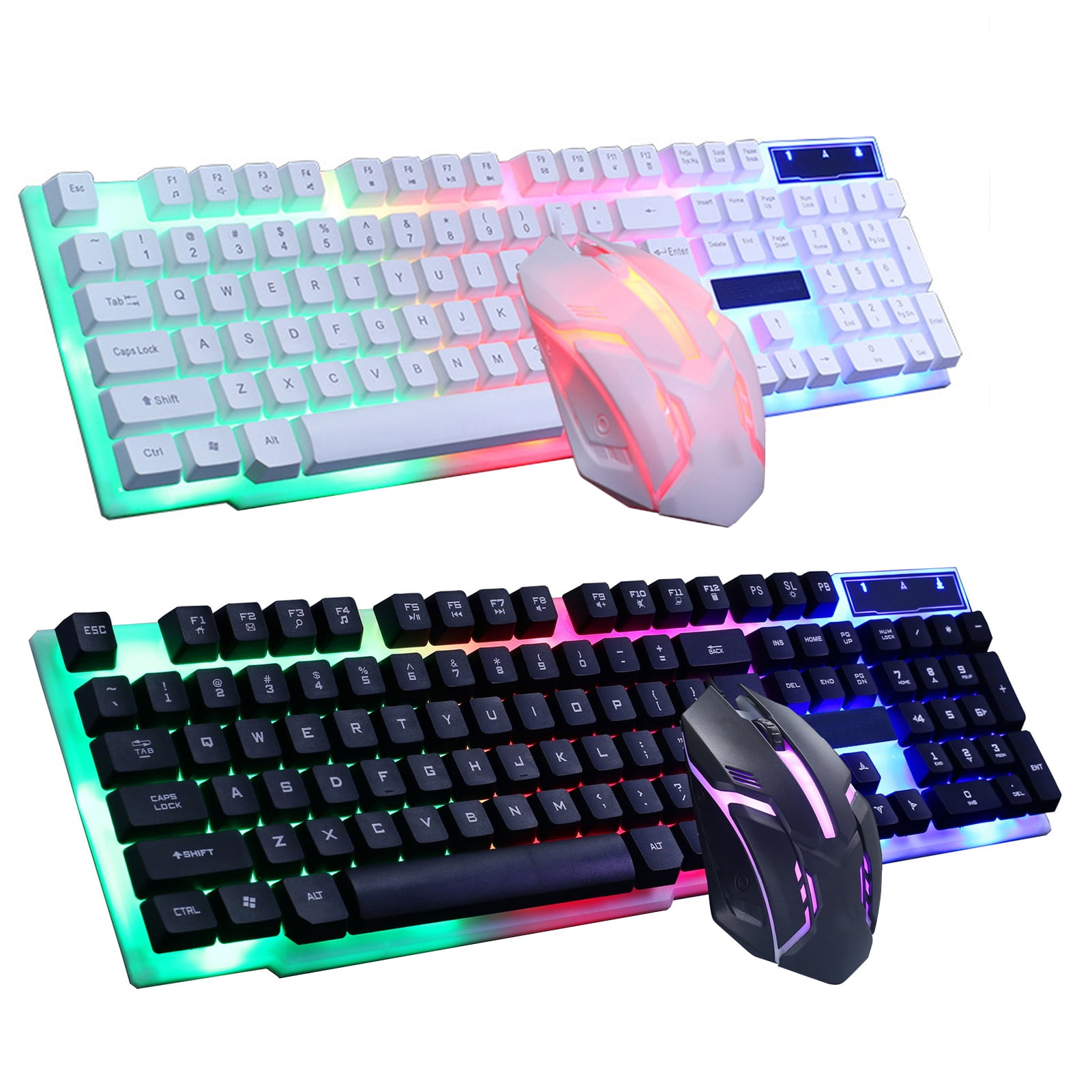 SPRING PARK 2Pcs/Set GTX300 Keyboard Mouse Wired Colored Backlight ...