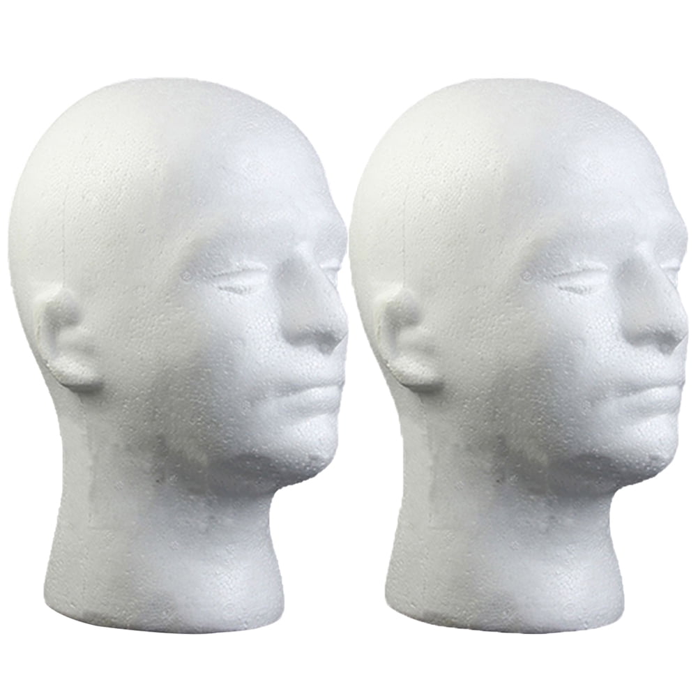 SPRING PARK 2Pcs Male Styrofoam Wig Head - Mannequin Stand for Hair ...