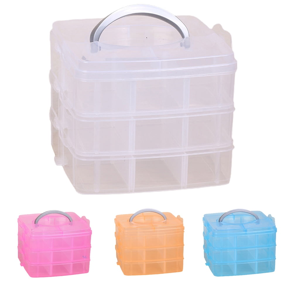 SPRING PARK 3 Layer Plastic Jewelry Bead Storage Box Container ...