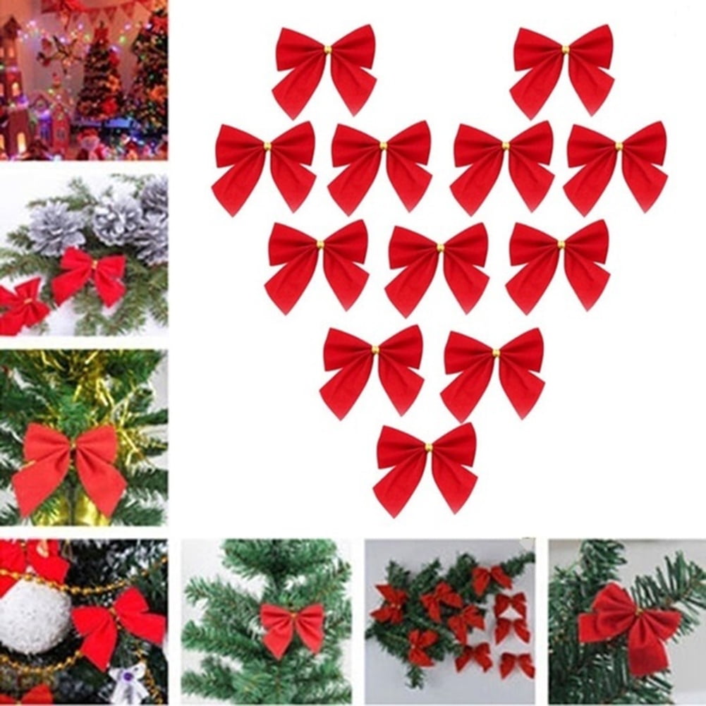 SPRING PARK 36Pcs 6cm Christmas Ribbon Bows Mini Christmas Tree Bows ...