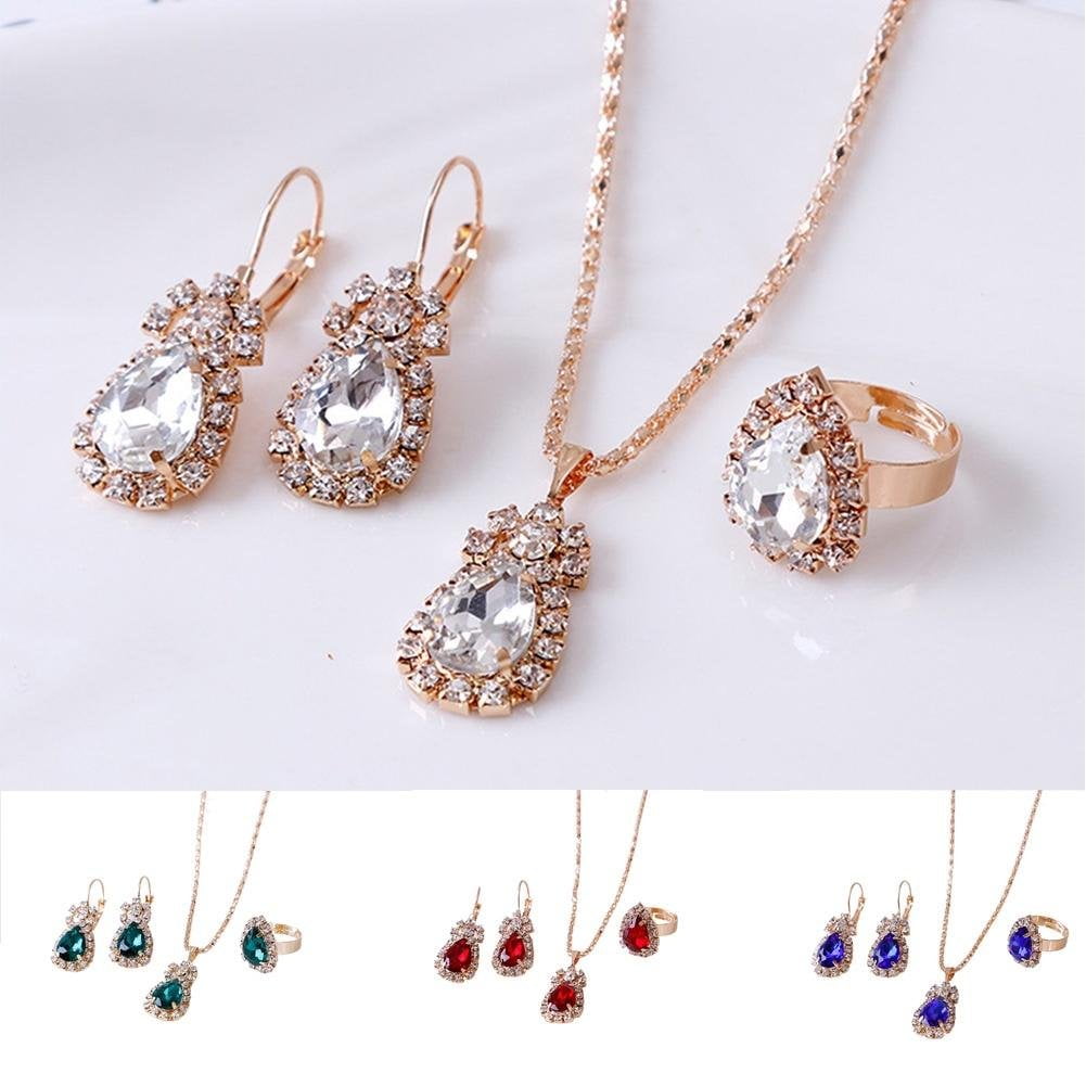 SPRING PARK 3Pcs/Set Women Jewelry Set Shiny Rhinestone Necklace ...